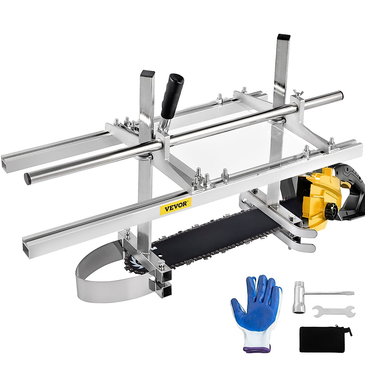 Popsport Chainsaw Mill Planking Milling 14 to 24 Inches Guide Bar Wood Lumber Cutting Portable Sawmill Aluminum Steel Chainsaw Mill for Builders and Woodworkers