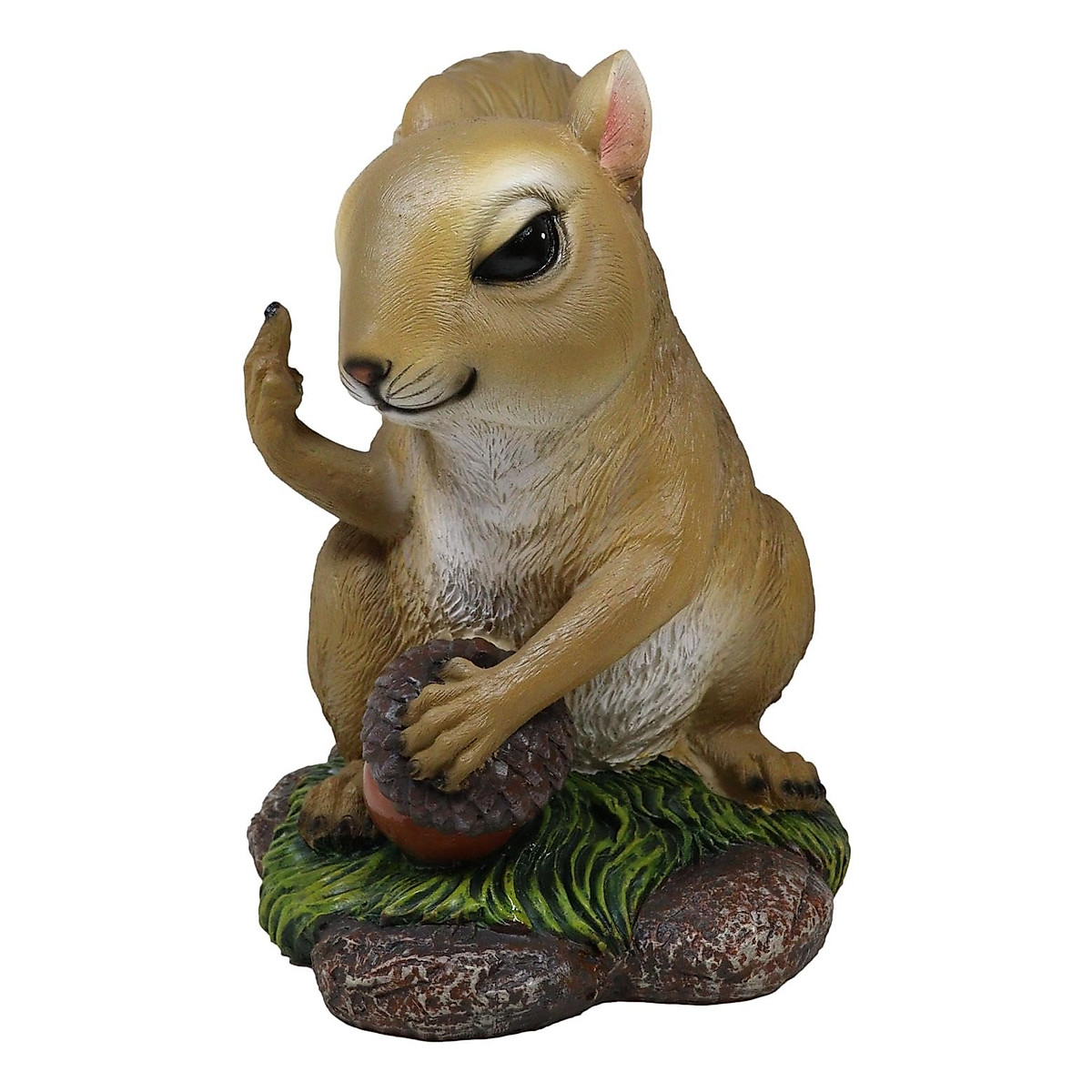 Ebros Gift Large Rude Squirrel Pointing Middle Finger with Acorn Nutty Welcome Guest Greeter Statue 10" Tall Whimsical Woodlands Funny Animal Squirrels Chipmunks Flipping Off Home Decor Figurine