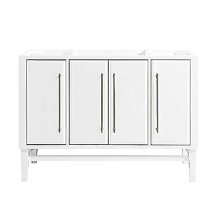 Avanity White 48-Inch Mason Bath Vanity Cabinet with Silver Trim