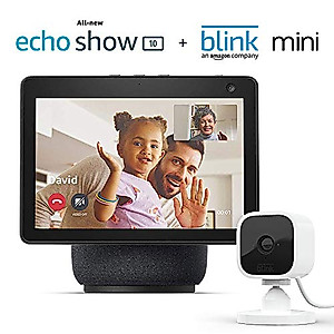 Echo Show 10 (3rd Gen) | Charcoal with Blink Mini Indoor Smart Security Camera, 1080 HD with Motion Detection