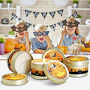 Halloween Decorations Fall Candles, 4 Packs Natural Soy Candles for Home Scented Candles Gift Set Halloween Decor, Halloween Scented Candles Gift Set for Women, Halloween Decor Halloween Party Favors