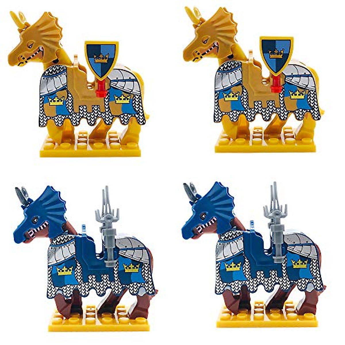 MIUTRUE Medieval Weapons Accessories Knights Block Toy with Figures (10 Sets Weapons & 4 Sets Horses & 10 Figures)