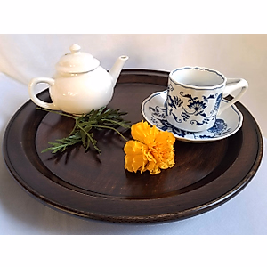 Walnut Finish Lazy Susan with Flared Lip 16"