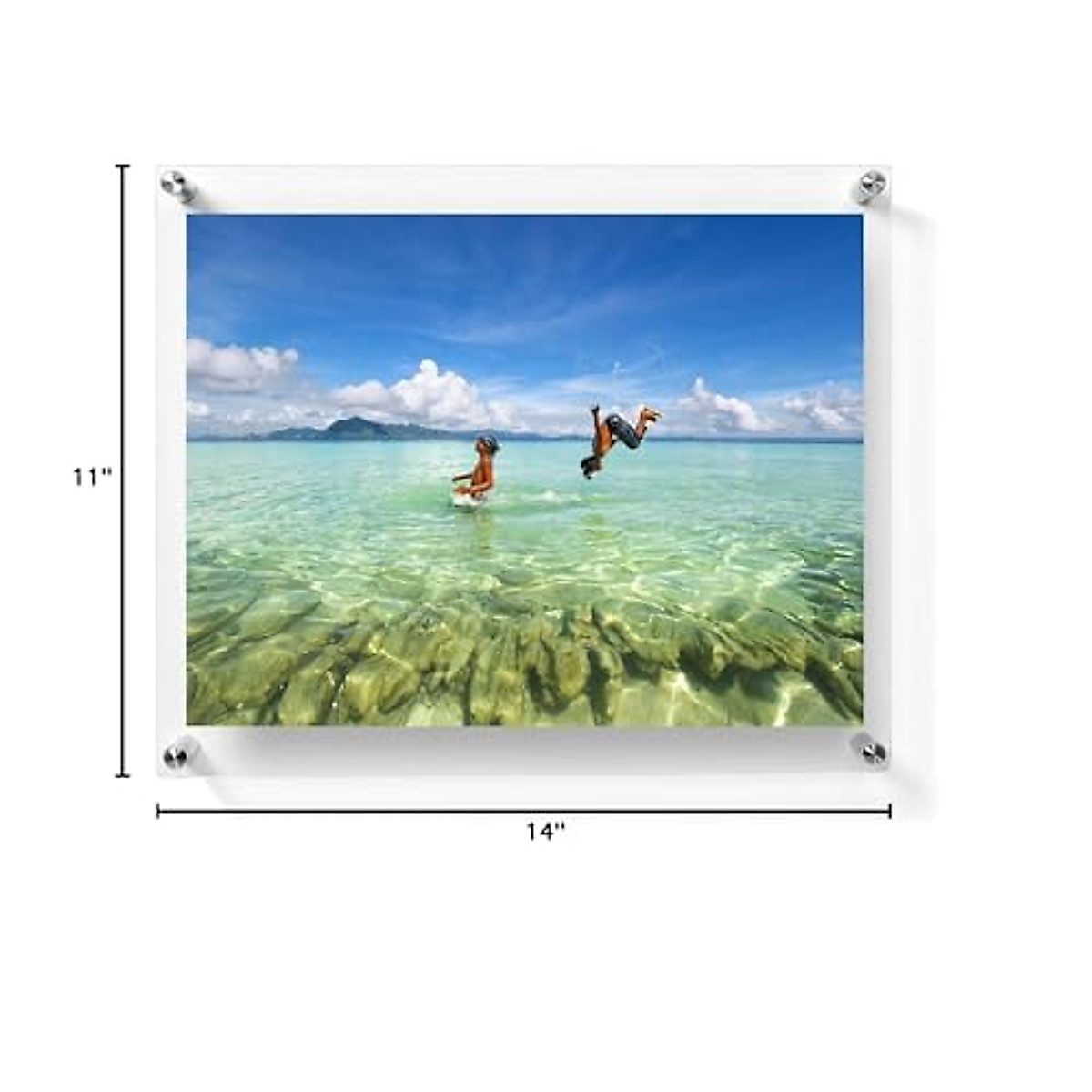 Snow David 11x14 Floating Acrylic Picture Frame with Chrome Standoff Double Panel Wall Mount Photo Frame for Picture Up to inches (11x14)