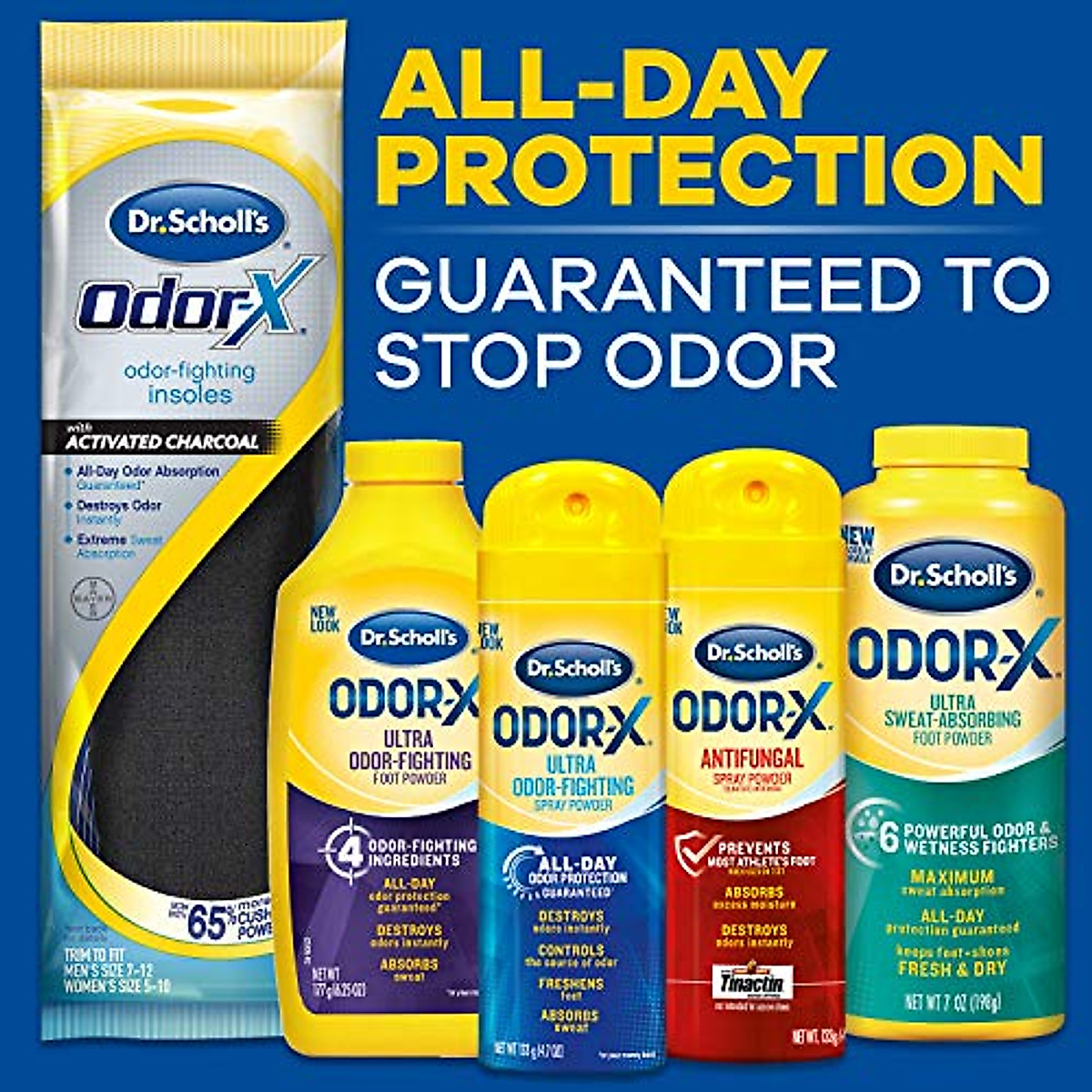 Dr. Scholl's Odor-Fighting X Foot Powder, Yellow, 6.25 Ounce (Pack of 3)