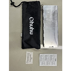 Camping Stove Windscreen, Ohuhu Camp Stove Windscreen 10 Plates Aluminum Folding Portable Camping Stove Windshield Burner Stove with Carry Bag, for Camping Picnic, Backpacking, Cooking