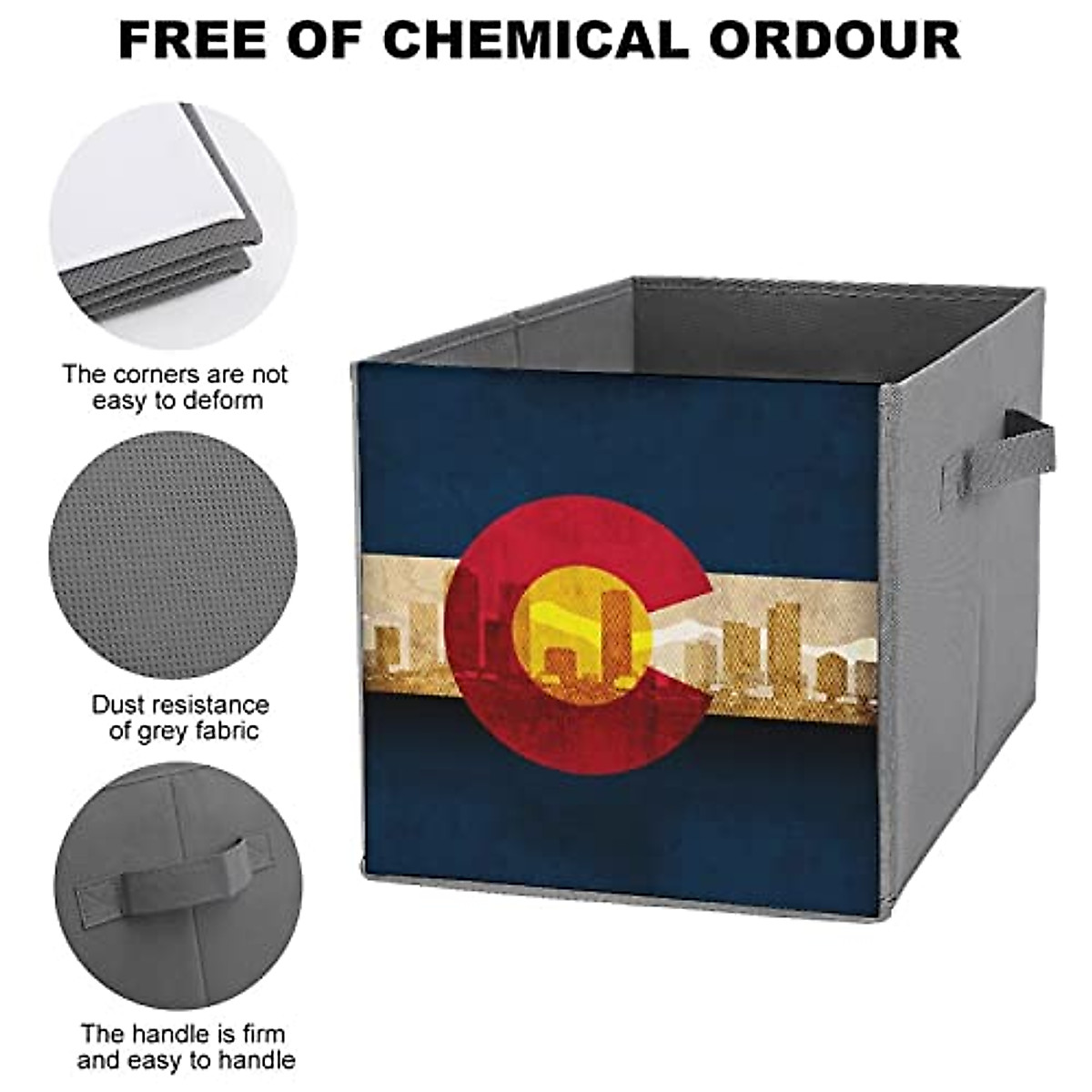 Colorado State Flag Collapsible Storage Bins Basics Folding Fabric Storage Cubes Organizer Boxes with Handles