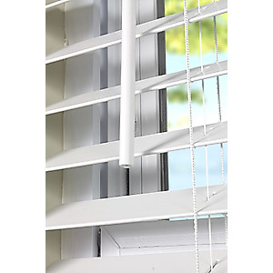 CALYX INTERIORS 2" Slat Faux Wood Blind with Royal Valance, Cordless, 22.5"W x 36"H, Snow White