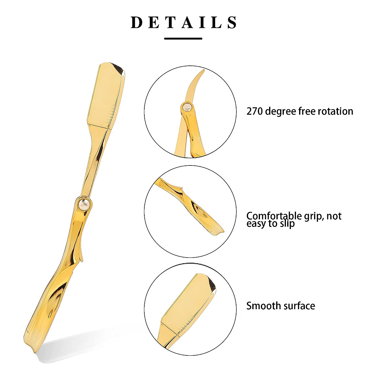 Razor Professional Foldable Straight Razor Barber Men's Razor Shaver Plating Blade Holder Razor Holder for Precise Beard Wet Shave(Golden plating)