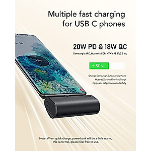 VEGER Portable Charger, USB C Power Bank, 5000mAh Mini Battery Pack Fast Charging 20W Small Charging Bank for Samsung Galaxy S21, S20, S10, S9, Note 20, Pixel, Moto, LG, Oculus Quest, Android Phones