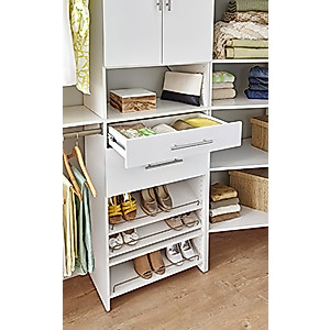 ClosetMaid SuiteSymphony Wood, Add On Accessory, Modern Style For Storage, Closet, Clothes, Size Units, Pure White/Satin Nickel, 25-Inch X 5-Inch Drawer