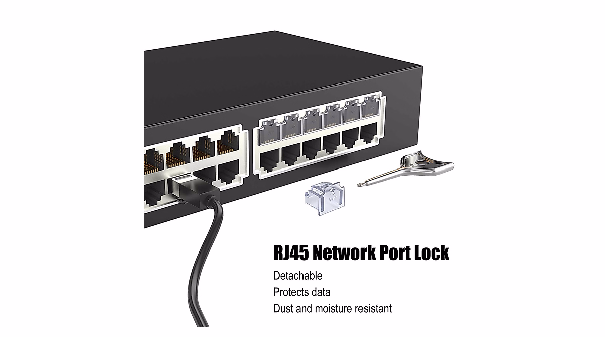 100Pcs RJ45 Port Lock with 5 Keys, Locking RJ45 Port/Dust Blocker,RJ45 ...