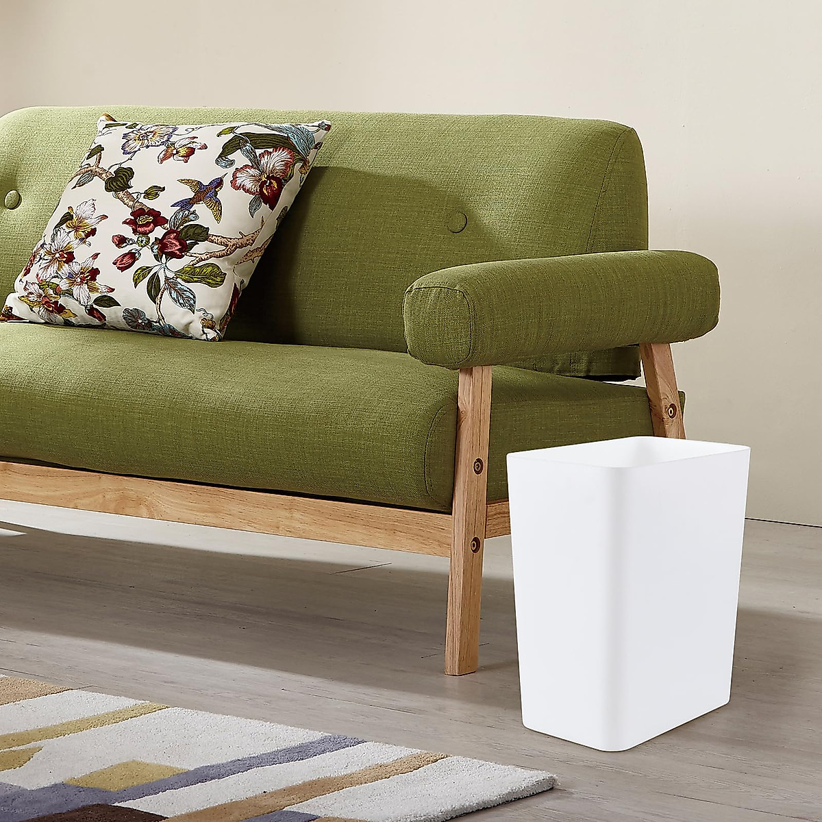 Ziglous 4.5 Gallon Plastic Trash Can Wastebasket, Deskside Bin, Small Garbage Can for Bathroom, Bedroom, Office, Kitchen, White, 3 Packs