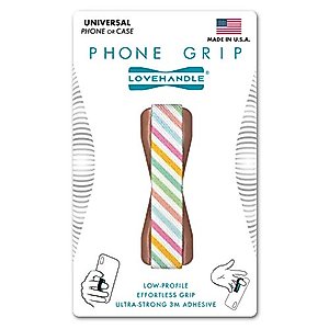 Phone Grip for Most Smartphones and Mini Tablets, Cotton Candy Design Colored Elastic Strap with Mauve Rose Base, LH-01-CottonCandy