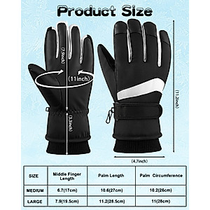 ONESING Ski Gloves Women -30°F Waterproof Winter Gloves Touchscreen Snow Gloves Women Men Warm Windproof Snowboard Gloves for Cold Weather