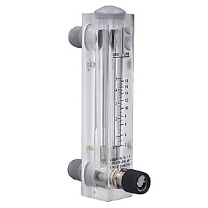 Liquid Flowmeter, Panel Type High Accuracy Water Meter Acrylic Transparent Adjustable Fluid Meter for Measure and Control The Rate of Liquid Medium, 0.5-5GPM