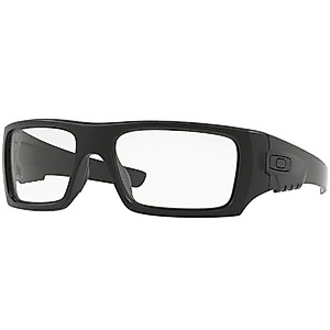 Oakley Men's OO9253 Det Cord Rectangular Sunglasses, Matte Black/Clear, 61 mm