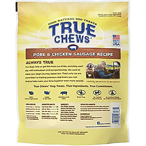 Blue Buffalo True Chews Natural Dog Treats, Pork and Chicken Sausage 14 oz bag