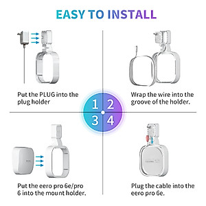 3Pack Wall Mount Holder for eero Pro 6e/Pro 6 Mesh Wi-Fi System,Outlet Wall Mount Stand Bracket for eero Pro 6e tri-Band Mesh,Wall Bracket for eero Pro 6 Extender Router Wire Organizer[Upgraded]