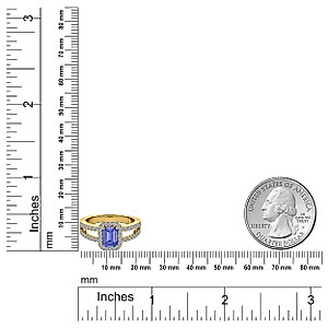 AoneJewelry Sapphire Gemstone Engagement Rings for Women |10K Yellow gold 2.1 carat Blue color Round Cut Prong Setting Genuine Diamond Wedding Jewelry Collection