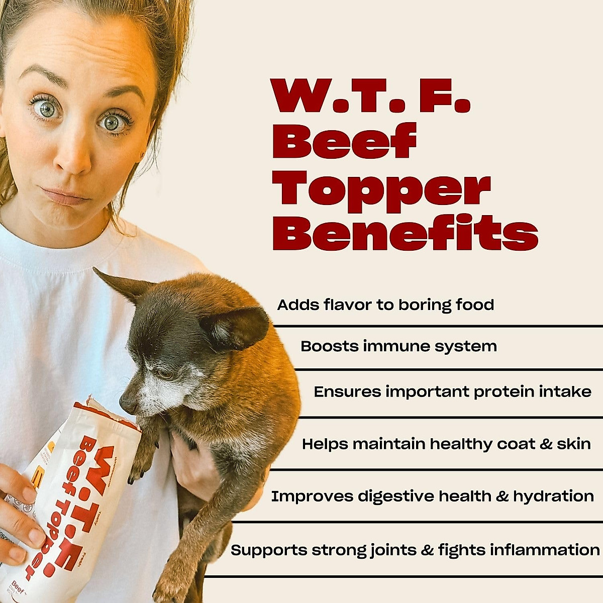 OH NORMAN! Beef Dog Food Topper by Kaley Cuoco, All Natural Single Ingredient, Veterinary Nutritionist Certified, for All Life Stages and Breeds, Made in USA, 7.02 Oz