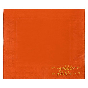 50 Pack Thanksgiving Cocktail Napkins Party Supplies Table Decorations, Gobble Gobble (5 x 5 In)