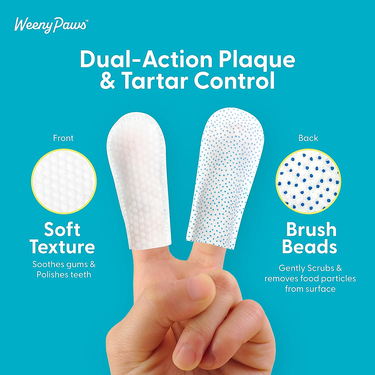 WEENY PAWS Pet Dental Wipes for Dogs & Cats, Remove Bad Breath and Plaque, Easy to use, Dog Finger Toothbrush, Disposable Gentle Cleaning Pet Dental Wipes, Gentle Dog Toothbrush, 50 Wipes