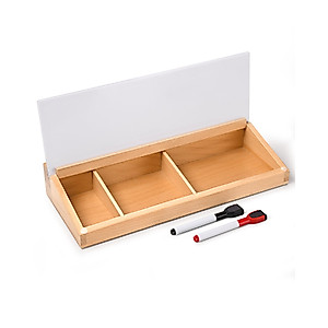 BS-VOG Desk Whiteboard, Glass Desktop Dry Erase Board with Wooden Storage Box, Computer Keyboard Stand with Drawer for Home Office Accessories Supplies Organizer, 2 Markers with Eraser Included