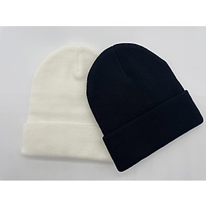 CZEVIP Dinosaur Funny Beanie Hat 2 Pack Warm Knit Winter Hat Black White Mens Ski Hat Snow Cap Beanies Slouchy Beanies for Men Women