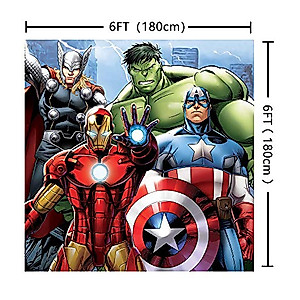 Avengers Backdrops Superhero Boys Kids Birthday Party Background Supercity Cospaly Baby Shower Banner Photography Cake Table Decoration Supplies Photo Studio Booth Props 6x6ft