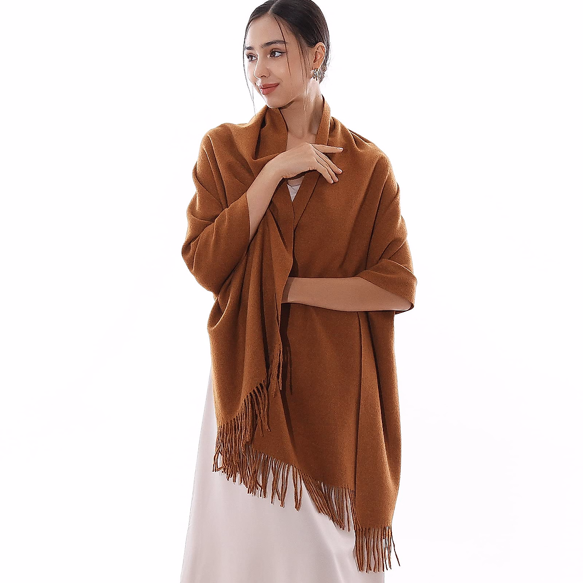 RIIQIICHY Winter Scarf for Women Caramel Pashmina Shawls Wraps for Evening Dresses Large Warm Soft Scarves