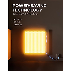 EconoHome Wall Heater Panel with Thermostat - Electric Wall Mounted Heater for Indoor Use - 400Watt Convection Heater - Perfect for Rooms Up to 120 Sq Ft - 120V - Updated Model