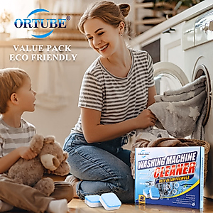 ORTUBE 48 Pack Washing Machine Cleaner - Deep Cleaning Formula Tablets for Front and Top Loader Washer Machines