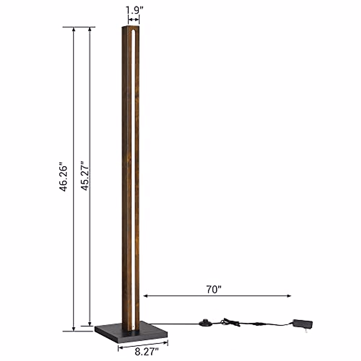 EDISHINE Modern Wood Corner Floor Lamp, Sleek Dimmable LED Atmosphere Lamp, Minimalist Standing Mood Lighting for Living Room, Bedroom, Studio, Office, 3000K Warm Light, 46"