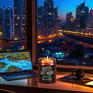 Briojoy Gifts for Boss - Boss's Last Nerve Candle - Best Boss Candle Gifts for Women Men - Relaxing Gift for Her Him - Funny Birthday Gifts for Coworker Female Boss Lady - Natural Soy Candle for Home