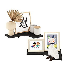 Furinno Rossi Wall Mounted Corner L-Shape Floating Display Shelves, Espresso