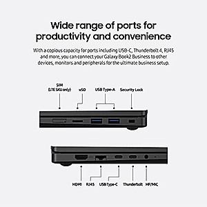 SAMSUNG 14" Galaxy Book2 Business Laptop Computer, i7P / 16GB / 512GB, Windows 11 PRO, 12th Gen Intel vPro 28W Processor w/ Enhanced Security, ‎NP641BEF-KA2US, Graphite