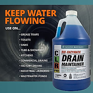 CLR PRO Commercial Drain Maintainer and Grease Trap Treatment, Preventative Maintenance Bio Enzyme Formula, Reduces Odor and Breaks Down Grease, 1 Gallon Bottle