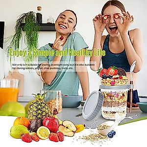 SNGKMSYG Overnight Oats Containers with Lids 2 Pack Mason Jars for Overnight Oats 12 oz Large Sealed Glass Meal Prep Container for Overnight Oats, Cereal, Yogurt, Milk, Salad with Measurement Marks