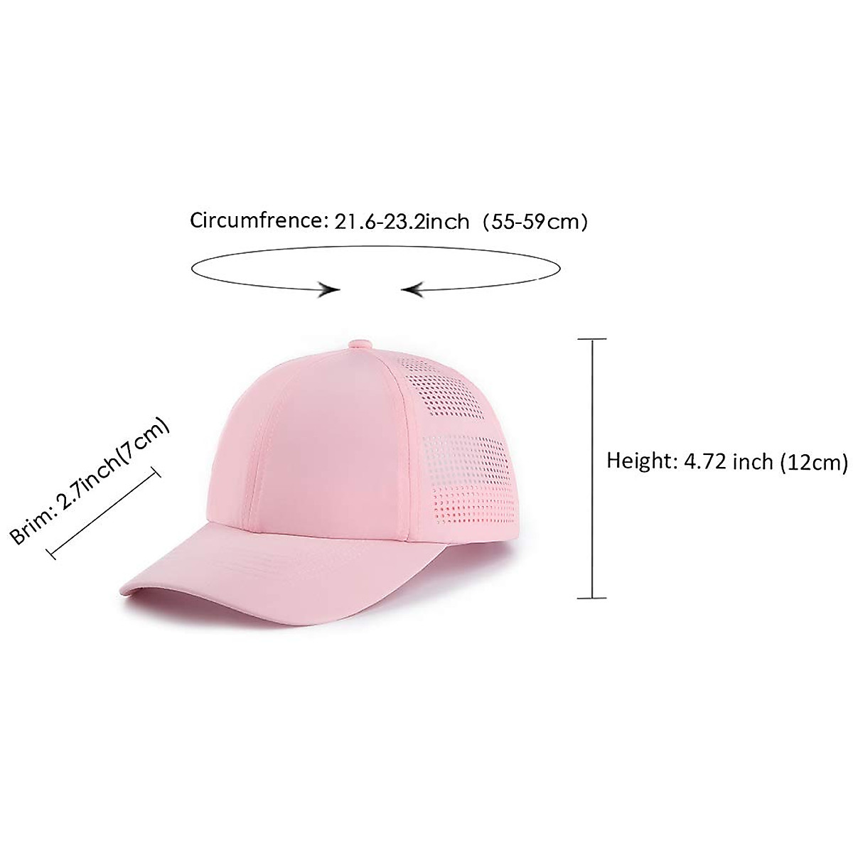 Women Quick Drying Baseball Cap Sun Hats Mesh Lightweight UV Protection for Outdoor Sports - Multiple Colors (#1 Light Pink)