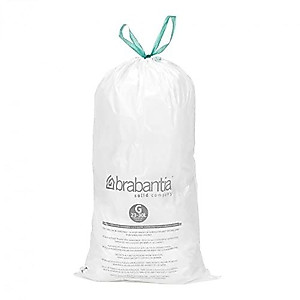 Brabantia PerfectFit Trash Bags (Size G / 6-8 Gallon) Thick Plastic Trash Can Liners with Tie Tape Drawstring Handles (20 Bags)
