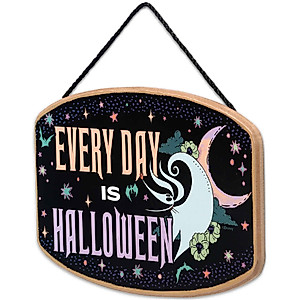 Disney The Nightmare Before Christmas Every Day is Halloween Hanging Wood Wall Decor - Fun Zero Sign for Home Decorating