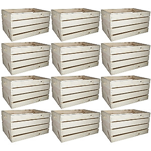 Large Wooden Crates by Make Market - Unfinished Wood Crate for Storage, Decorative Display, Arts & Crafts, Made of 100% Wood - Bulk 12 Pack