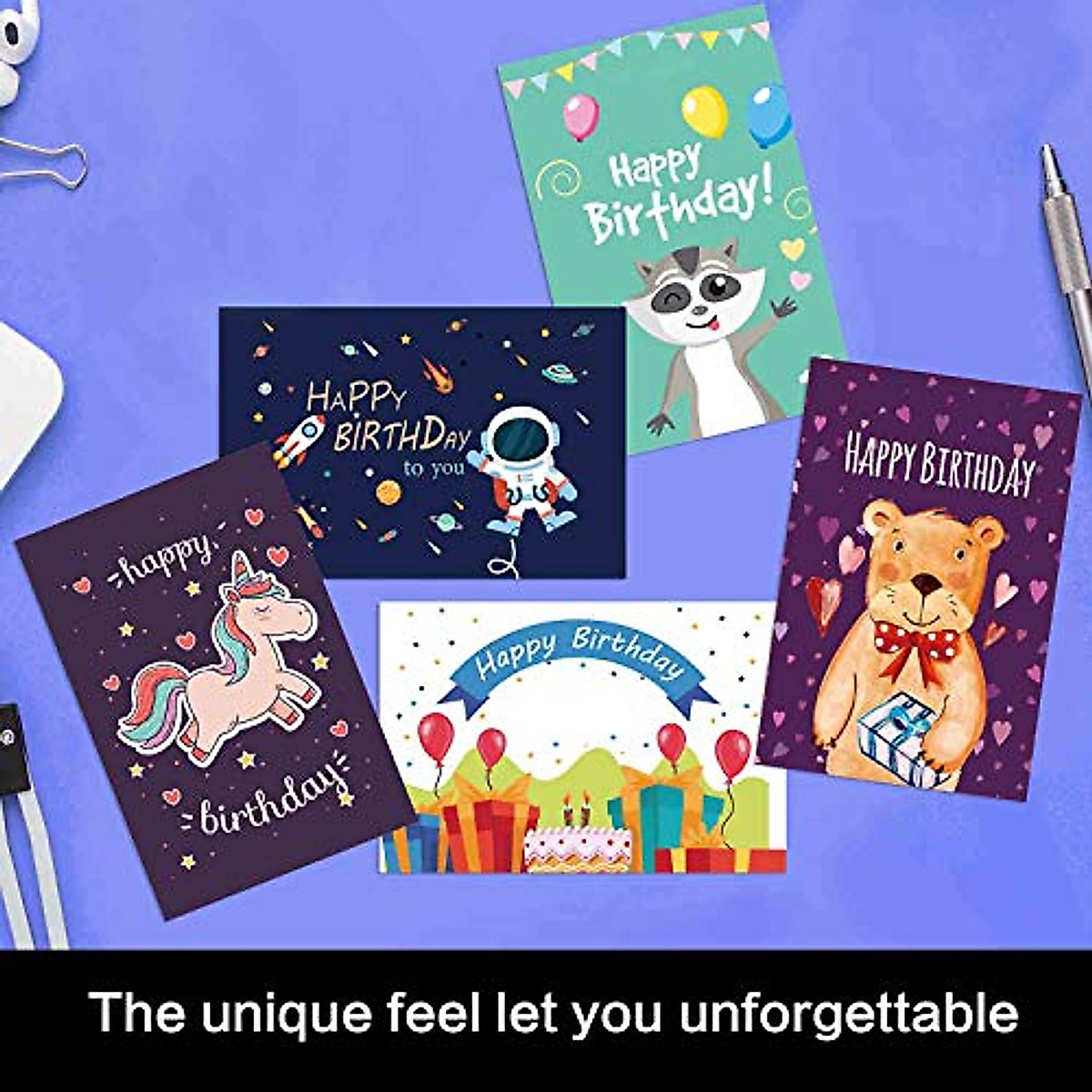 Hotcinfin Happy Birthday Cards Assortment Boxed Set, Bulk Assorted 60 Design Greeting Gift Cards With Envelopes,Stickers-Funny Blank Note for Friend, Kids,Men, Women,4X6