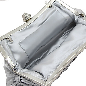 TrendsBlue Elegant Braided Pleated Glitter Rhinestone Clutch Evening Bag, Silver Grey