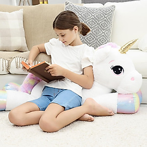 FFxiong 44 Inch Giant Unicorn Stuffed Animal Pillow, Cute Soft Big Unicorn with Rainbow Wings Large Plush Toy, Gifts for Girlfriend Girls Boys Kids Birthday Valentines Christmas