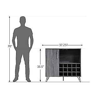 Christopher Knight Home Lochner Mid-Century Faux Wood Wine and Bar Cabinet, Black / Sonoma Grey Oak Finish