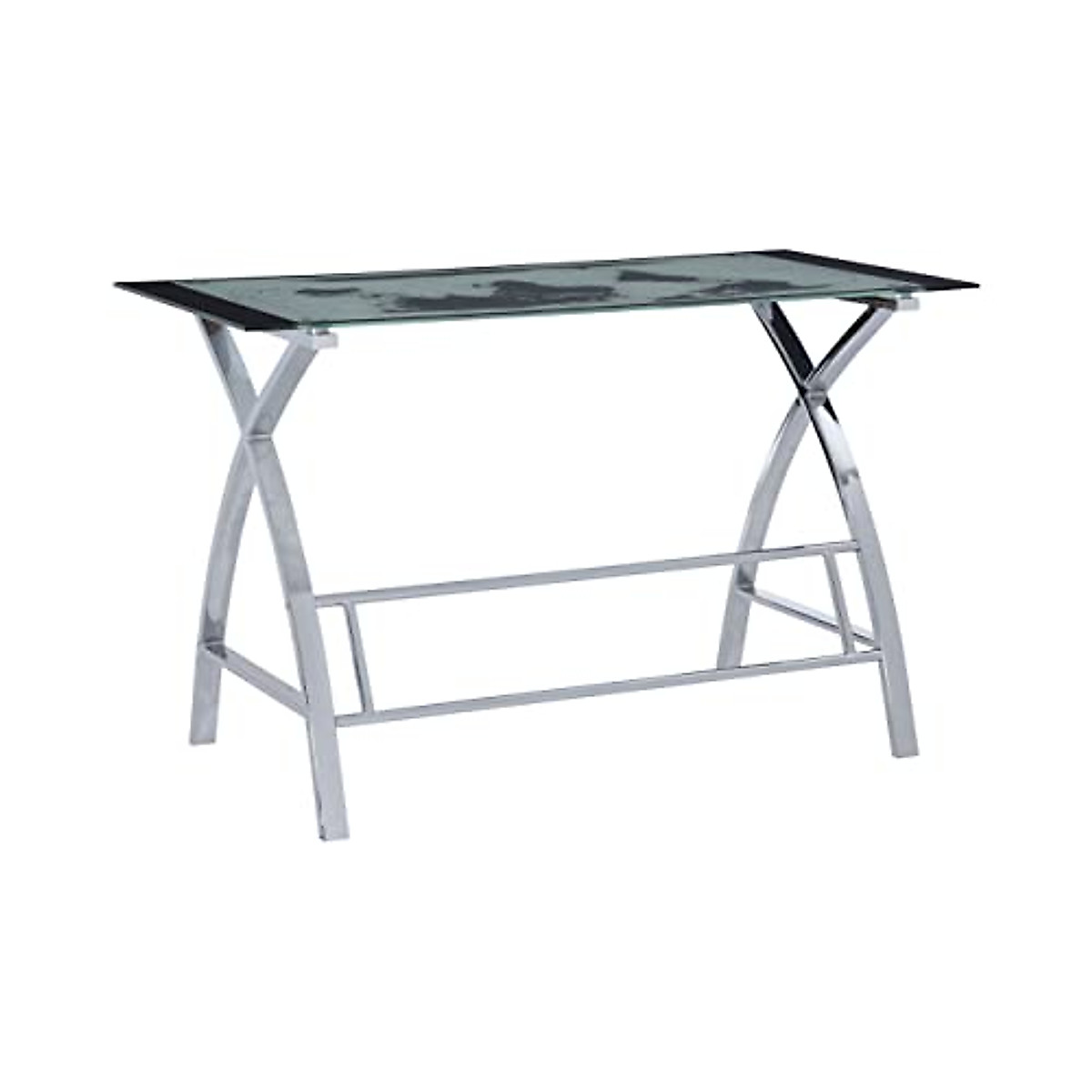 Powell World Map Printing Curved X-Sided Computer Desk, Chrome, 47-1/4" x 23-5/8" x 29-1/2" tall