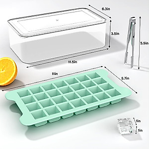 Ice Cube Tray for Freezer with Bin: Easy Release 1Inch Ice Cube Maker with Lid and Bin - Stacking Ice Making Tray with Covered Ice Bin - 3Pack Ice Tray for Freezing Herbs
