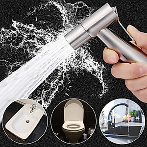 2 Pieces Bidet Toilet Sprayer Head Stainless Steel Handheld Bidet Sprayer Cloth Bathroom Diaper Sprayer for Kitchen and Toilet Cleaning